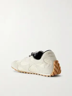 Bottega Veneta Orbit Leather And Shell-trimmed Suede Sneakers - Neutrals
