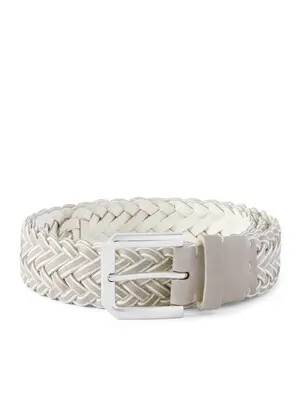 Brunello Cucinelli 3cm Woven Leather Belt - Neutrals
