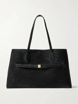 TOTEME Lounge Large Leather-trimmed Suede Tote - Black