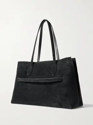 TOTEME Lounge Large Leather-trimmed Suede Tote - Black