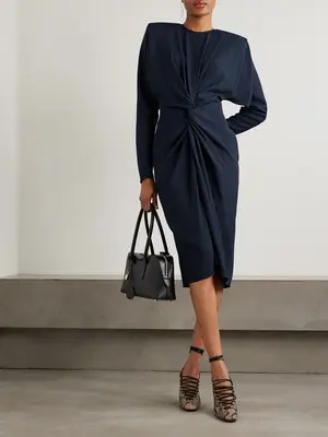 Stella McCartney Twist-front Crepe Midi Dress - Blue