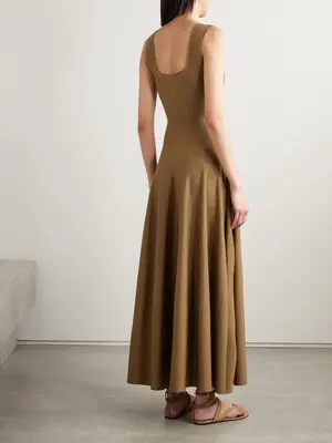 Khaite Jodie Pleated Wool Midi Dress - Brown