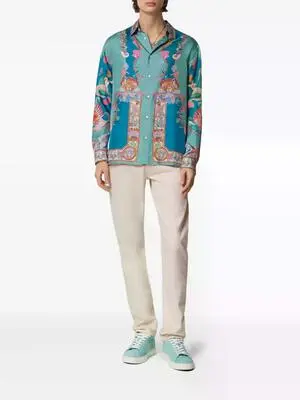 Versace Coral Theatre Silk Shirt - Green
