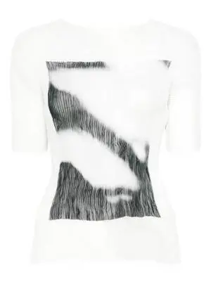 Issey Miyake Pleated Top - White