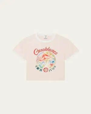 Casablanca Printed Crop Baby T-shirt - Mushroom Emblem