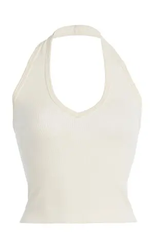 Eterne Ribbed Cotton-blend Halter Top - Ivory