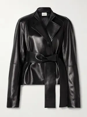 Khaite Edith Asymmetric Belted Leather Jacket