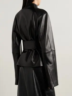 Khaite Edith Asymmetric Belted Leather Jacket