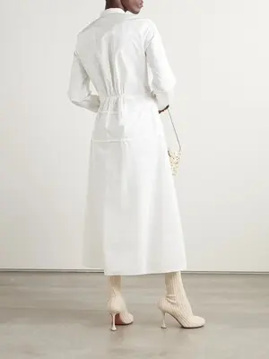 JIL SANDER Pintucked Cotton-poplin Maxi Shirt Dress