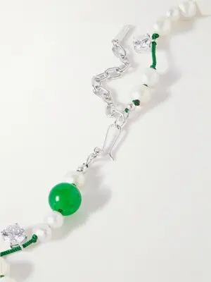 Completedworks Silver-tone Pearl, Bead And Crystal Necklace - Green