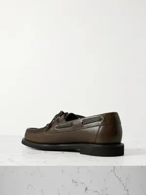 Brunello Cucinelli Embellished Leather Boat Shoes