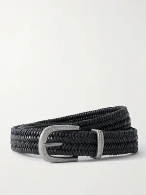 Brunello Cucinelli Woven Leather Belt - Black