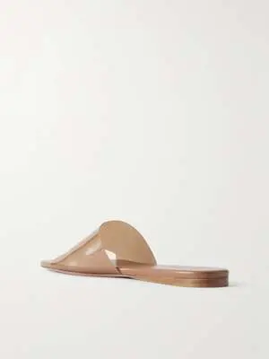 Amina Muaddi Bianca Glass Pvc Flats - Beige