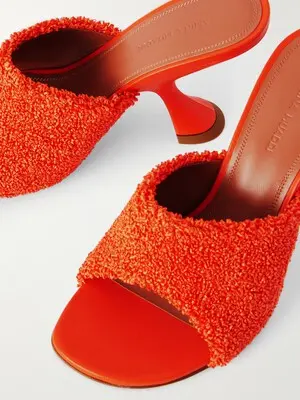 Amina Muaddi Taylor Raffia Mules - Orange