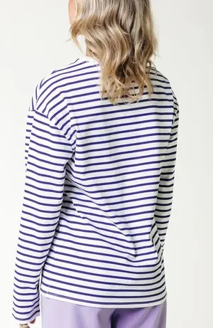COLOURFUL REBEL Logo Wave Stripe Longsleeve Tee - Purple