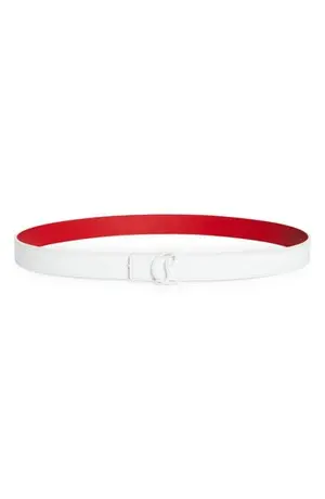 CHRISTIAN LOUBOUTIN Loubi54 Reversible Leather Belt Bianco/ Loubi