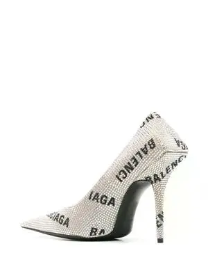 Balenciaga 110mm Square Knife Pumps - Silver