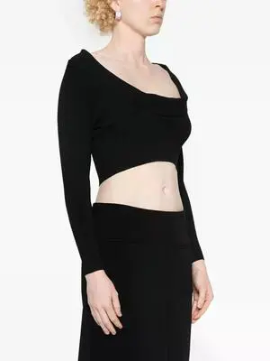 ANDREĀDAMO Ribbed Cropped Long Sleeve Top