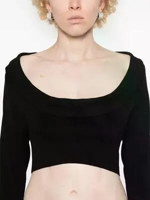 ANDREĀDAMO Ribbed Cropped Long Sleeve Top