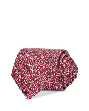 FERRAGAMO Silk Gancini Link Neck Tie Rosso