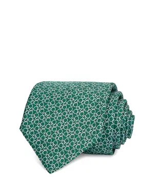 FERRAGAMO Silk Gancini Link Neck Tie Verde