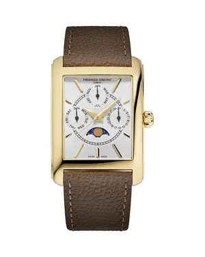 FREDERIQUE CONSTANT Classics Carree Quartz Moonphase Watch - Silver/brown