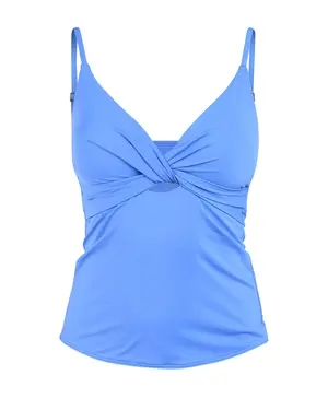 La Blanca Island Goddess Twist Front Tankini Top - Chambray