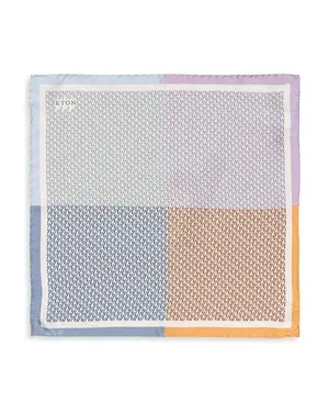 Eton Four Sided Silk Pocket Square Medium Blue