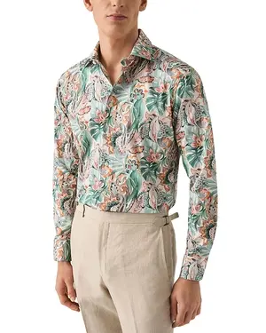 Eton Slim Fit Printed Button Front Shirt - Multi