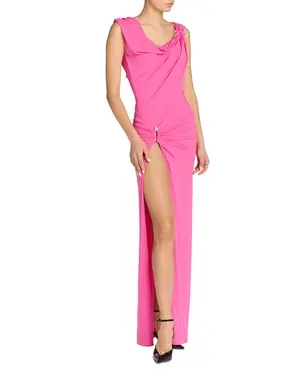 Versace Draped High Slit Gown