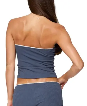 EDIKTED Isela Contrast Pointelle Tube Top