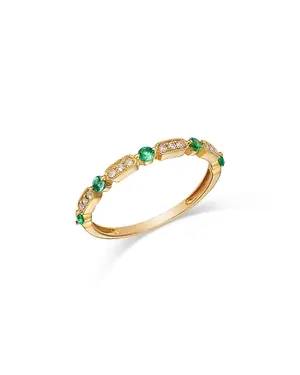Bloomingdale'S Emerald And Diamond Band In 14k Yellow Gold - Green/gold