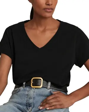 REISS Luna V-neck Tee - Black