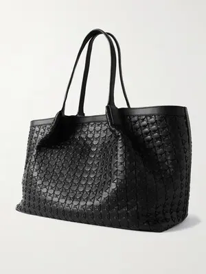 SERAPIAN Secret Large Woven Leather Tote - Black