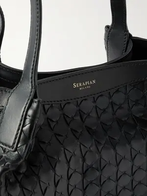 SERAPIAN Secret Large Woven Leather Tote - Black