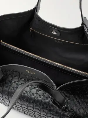 SERAPIAN Secret Large Woven Leather Tote - Black