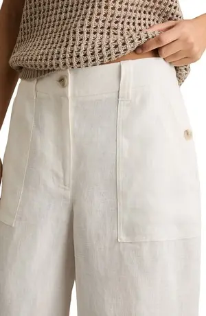 REISS Ashby Wide Leg Linen Pants