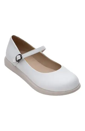 FOREVER & ALWAYS SHOES Leather Anisa Strap Flats - White Leather