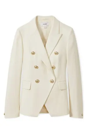REISS Tally Double-breasted Wool-blend Blazer - White