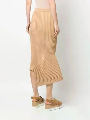 Stella McCartney Asymmetric Ribbed-knit Wrap Skirt - Brown