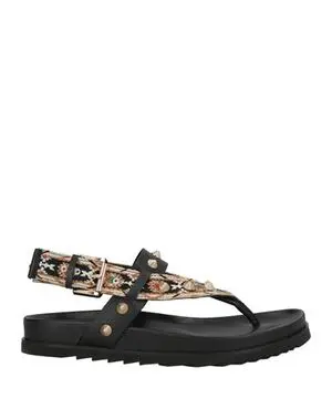 Ash Textile Fiber Thong Sandals - Black