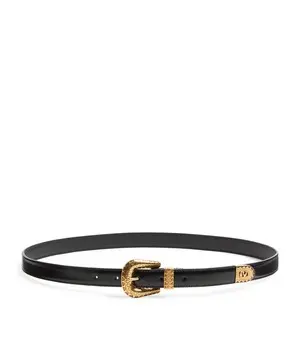 Valentino Garavani Leather Vlogo Buckle Belt - Black