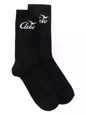 ARTE ANTWERP Intarsia-knit Logo Socks - Black