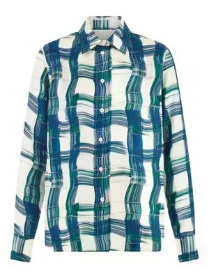 FERRAGAMO Plaid Silk Shirt - Blue