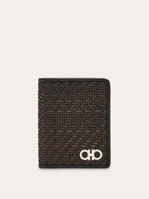 FERRAGAMO Woven Credit Card Holder Brown
