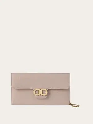 FERRAGAMO Gancini Wallet With Shoulder Strap - Pink