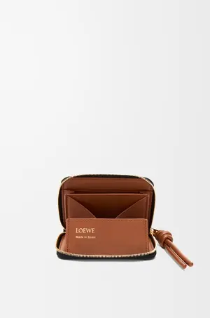 Loewe Zipped Coin Purse In Shiny Nappa Leather Skin - Black/squirrel
