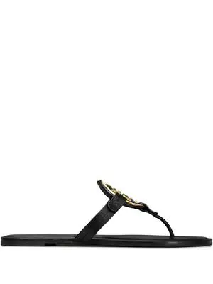 Tory Burch Miller Logo Thong Sandals - Black