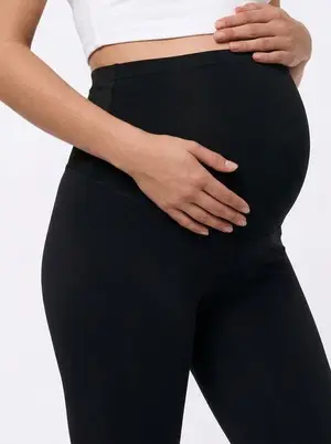Motherhood Maternity Essential Stretch Secret Fit Over The Belly Maternity Crop Leggings - Black
