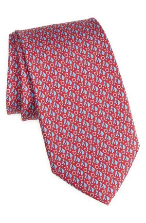 FERRAGAMO Equestrian Print Silk Neck Tie F.rosso